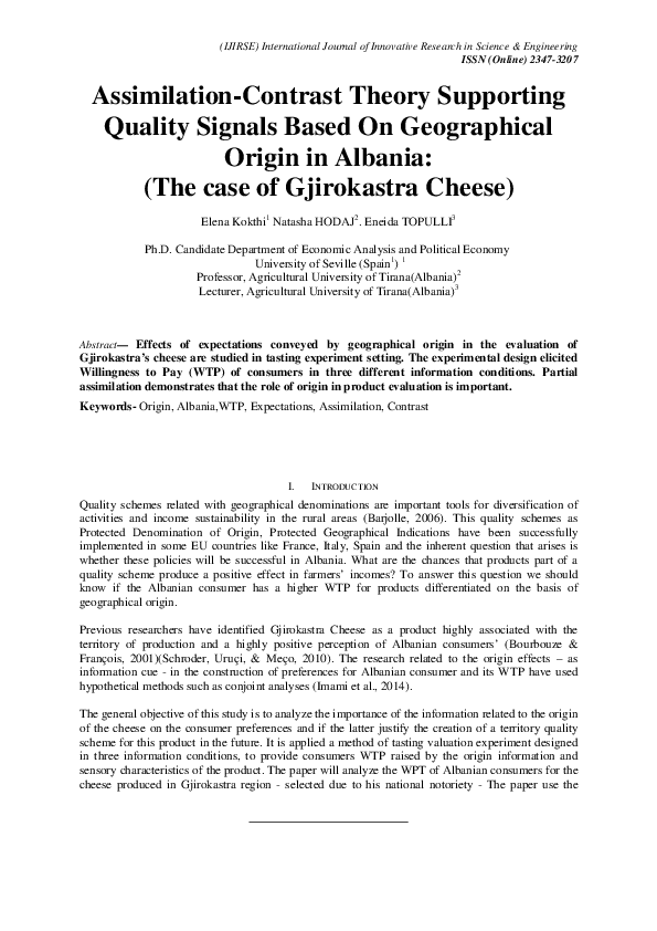 (PDF) Assimilation-Contrast Theory Supporting Quality Signals Based On ...