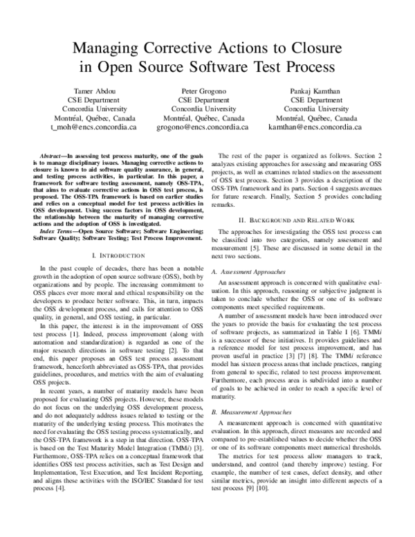 (PDF) Managing Corrective Actions to Closure in Open Source Software ...
