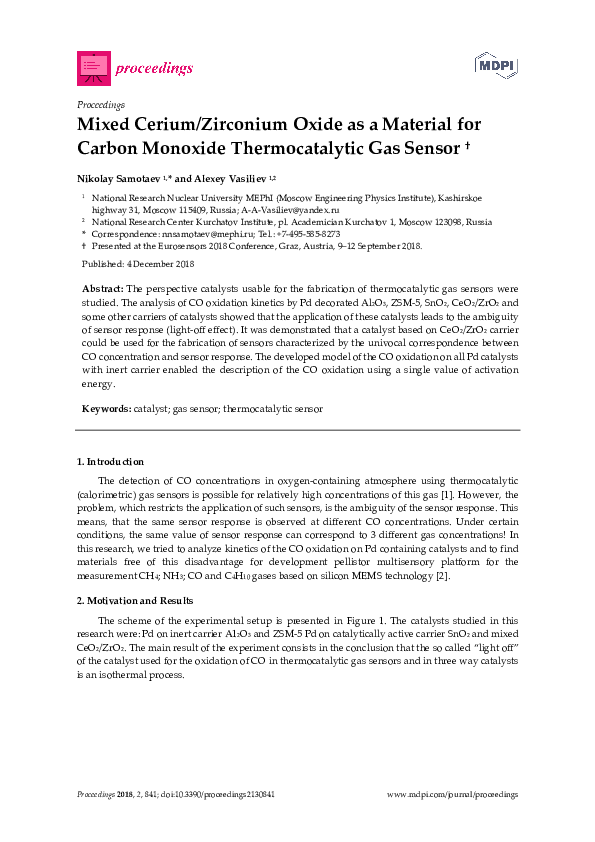 (PDF) Mixed Cerium/Zirconium Oxide as a Material for Carbon Monoxide ...