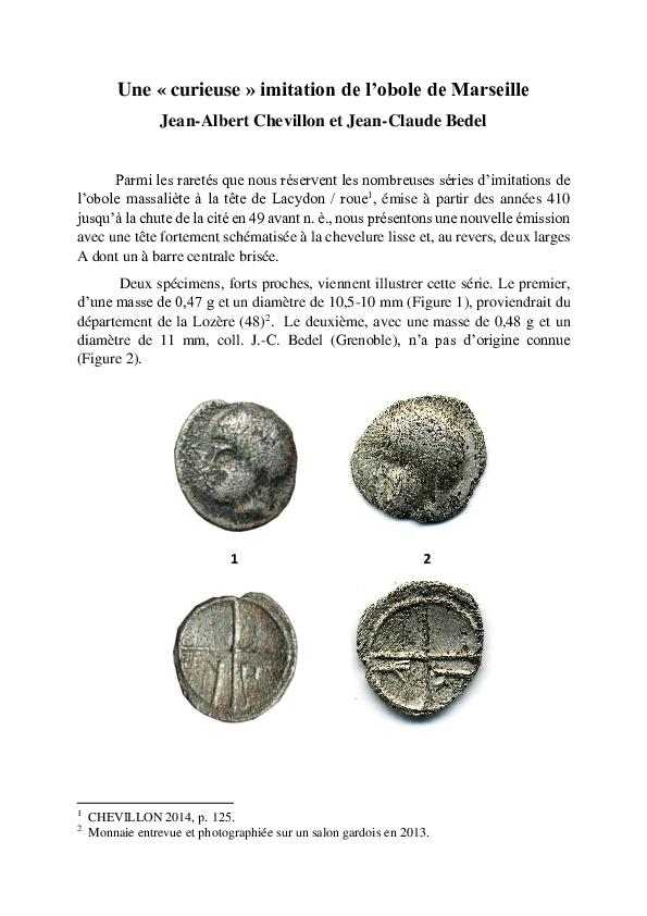 (PDF) Une « curieuse » imitation de l'obole de Marseille