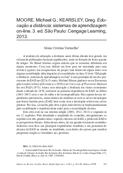 (PDF) MOORE. Michael G.; KEARSLEY, Greg. Educação a distância: sistemas ...