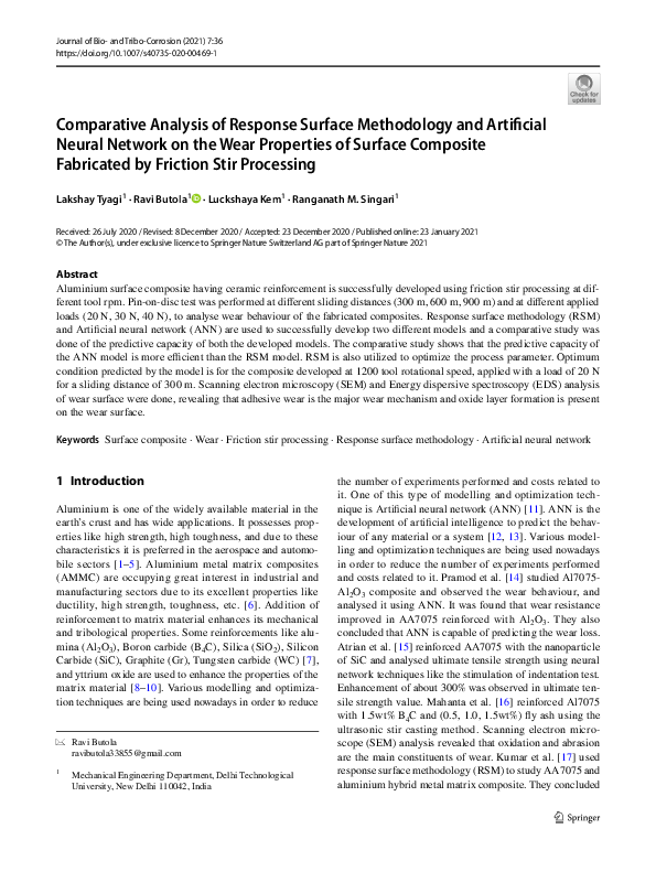 Pdf Comparative Analysis Of Response Surface Methodology And Artificial Neural Network On The