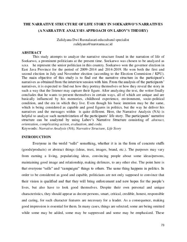 (PDF) The Narrative Structure of Life Story in Soekarwo's Narratives (A ...