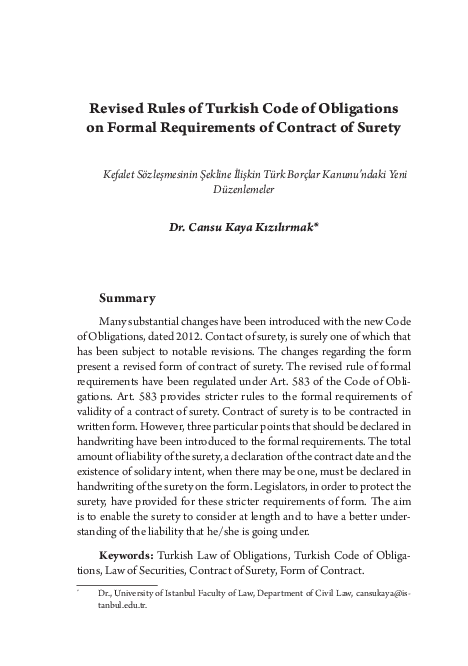(PDF) Revised Rules of Turkish Code of Obligations on Formal ...