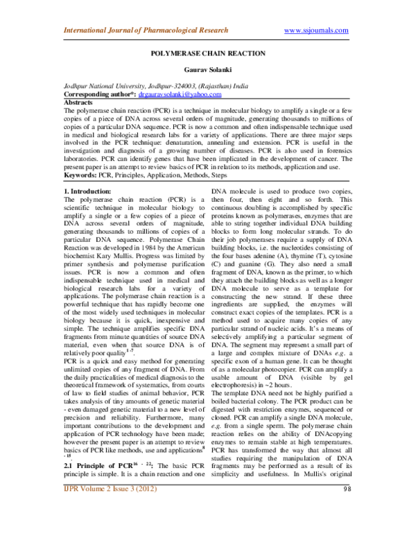 (PDF) Polymerase Chain Reaction