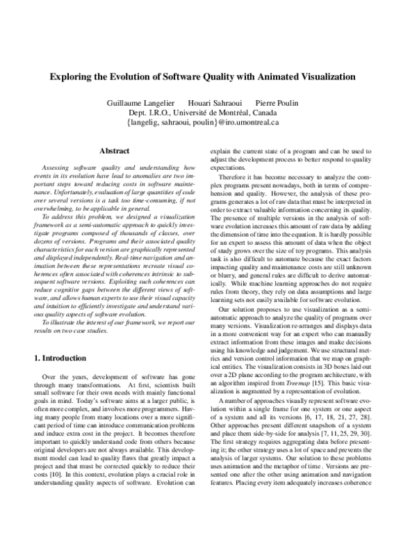 (PDF) Exploring the evolution of software quality with animated ...