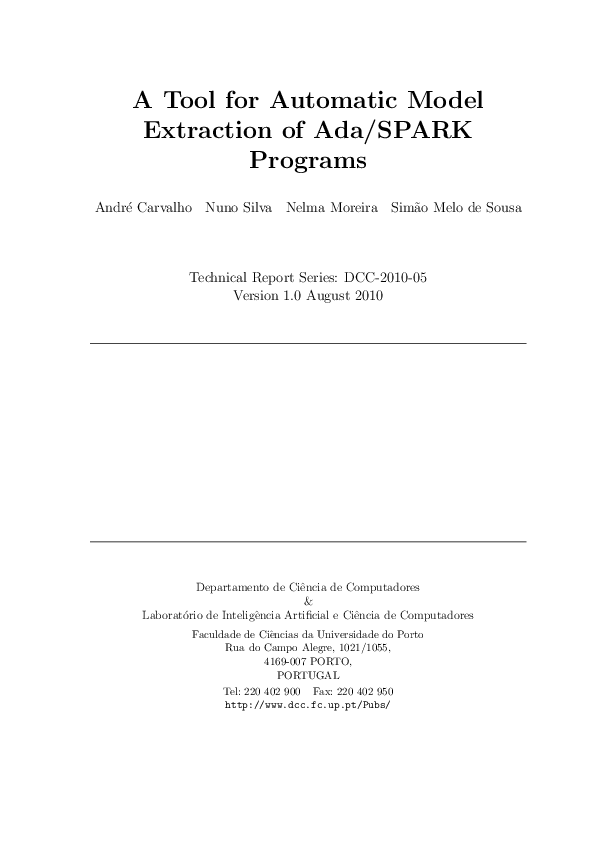(PDF) A tool for automatic model extraction of Ada/SPARK programs