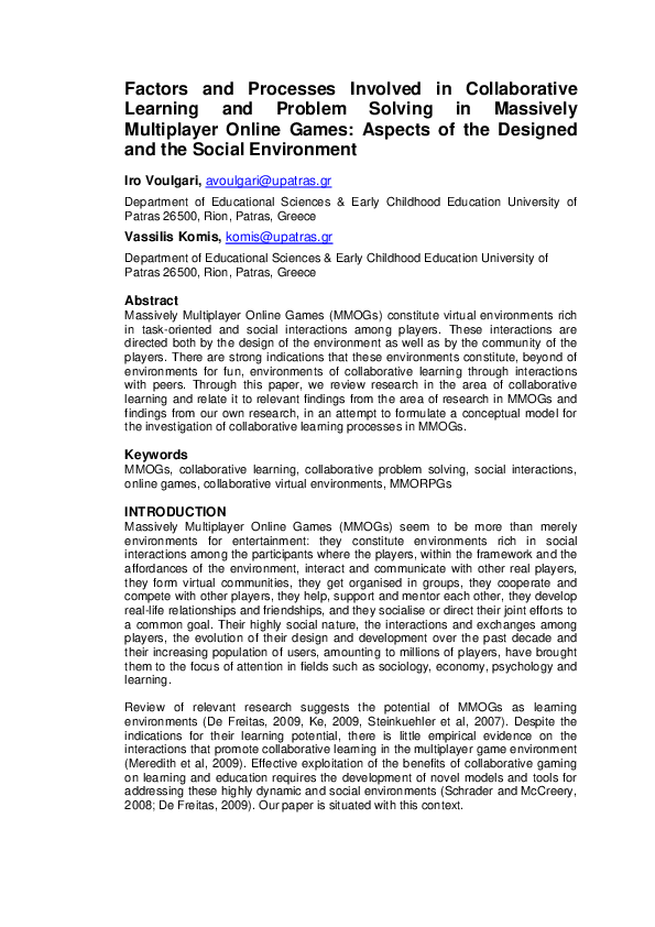 (PDF) Factors and Processes Involved in Collaborative Learning and Problem Solving in Massively ...
