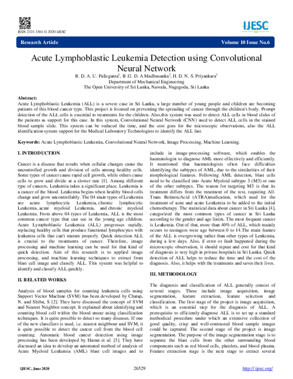 Pdf Acute Lymphoblastic Leukemia Detection Using Transfer Learning Techniques 1014