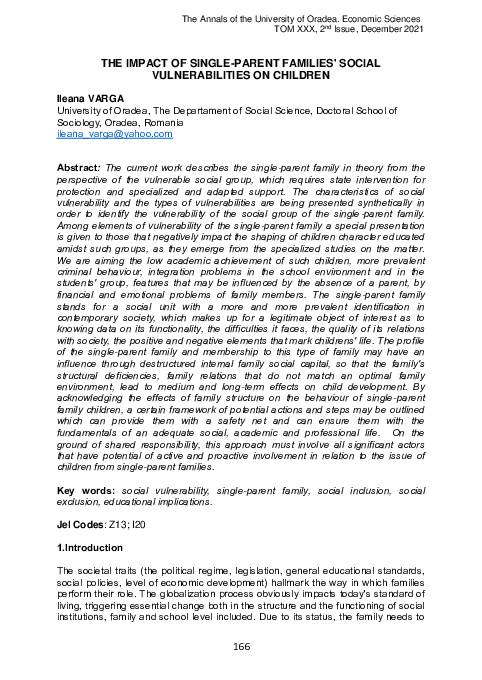 (PDF) The Impact of Single-Parent Families’ Social Vulnerabilities on ...