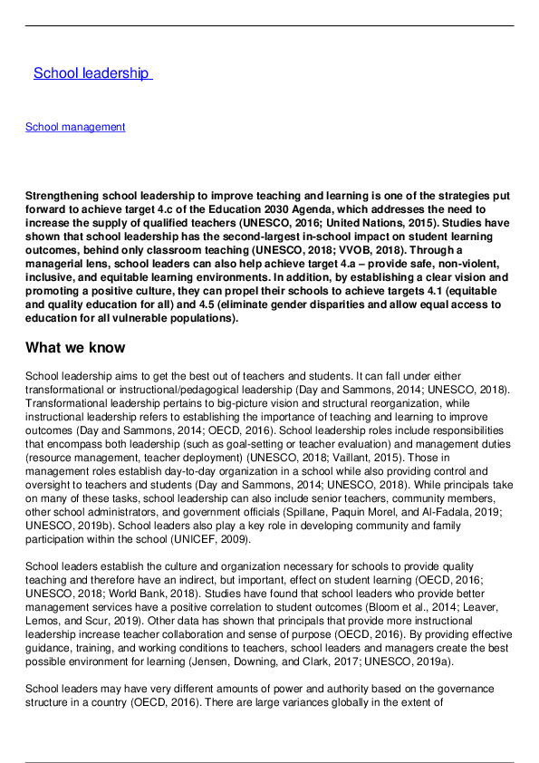 (PDF) School Leadership and Management