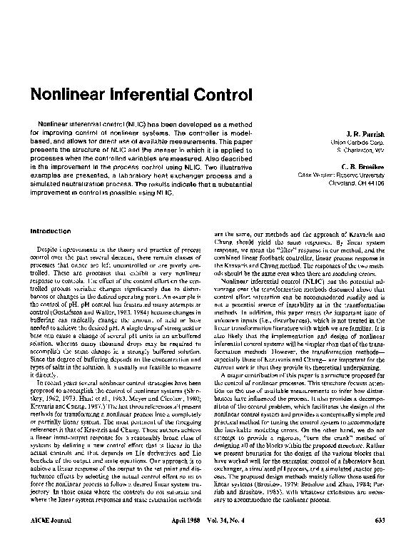 (PDF) Nonlinear inferential control