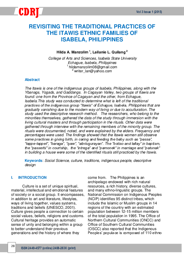 (PDF) Revisiting the Traditional Practices of the Itawis Ethnic ...
