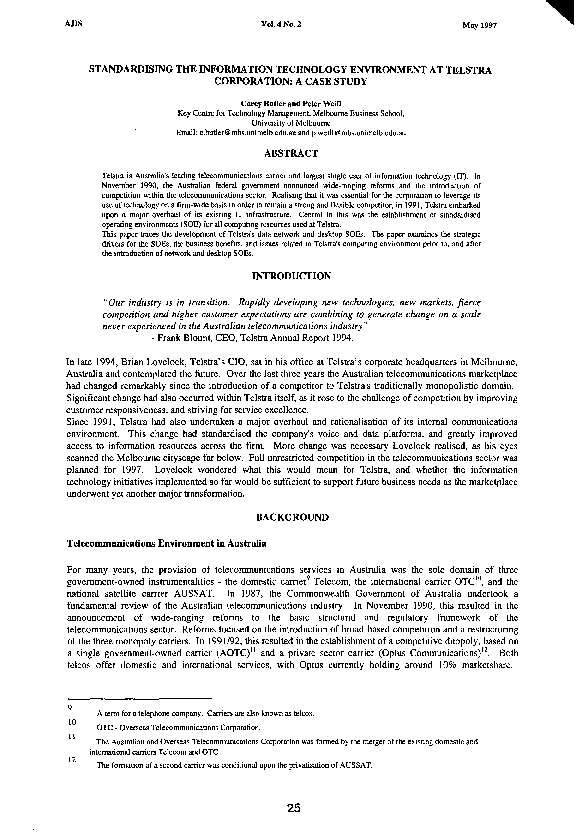 (PDF) Standardising the Information Technology Environment at Telstra ...