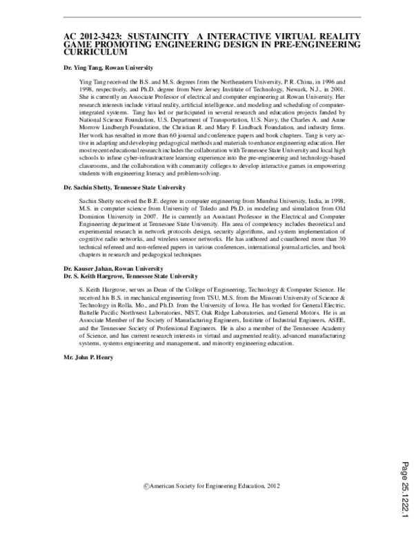 (PDF) SustainCity - An interactive virtual reality game system | Sachin Shetty - Academia.edu