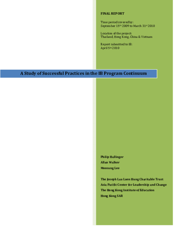 (PDF) A Study of Successful Practices in the IB Program Continuum