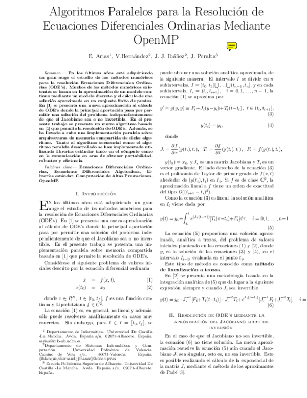 (PDF) Algoritmos paralelos para la resolución de ecuaciones ...
