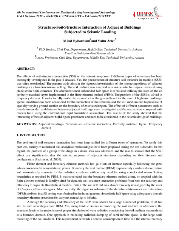 (PDF) Structure-soil-structure interaction of adjacent buildings subjected to seismic loading