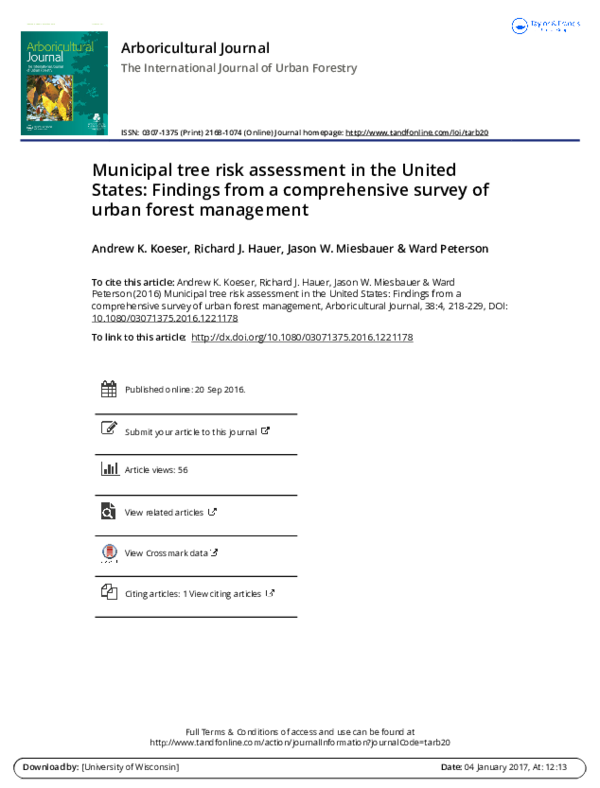 (PDF) Municipal tree risk assessment in the United States: Findings ...