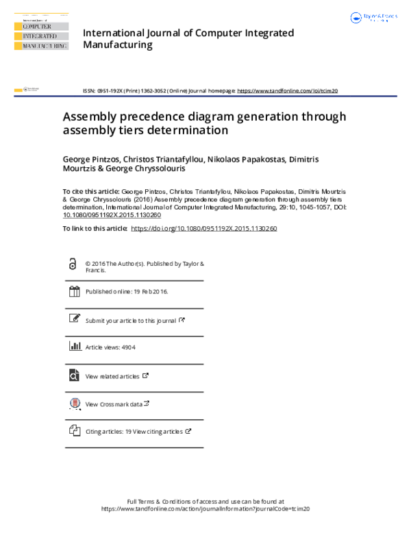 (PDF) Assembly precedence diagram generation through assembly tiers determination