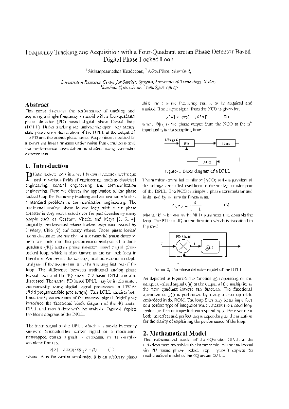 (PDF) Frequency tracking and acquisition with a four-quadrant arctan ...