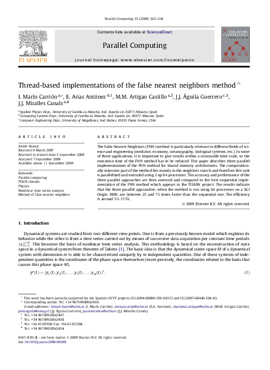 (PDF) Thread-based implementations of the false nearest neighbors method