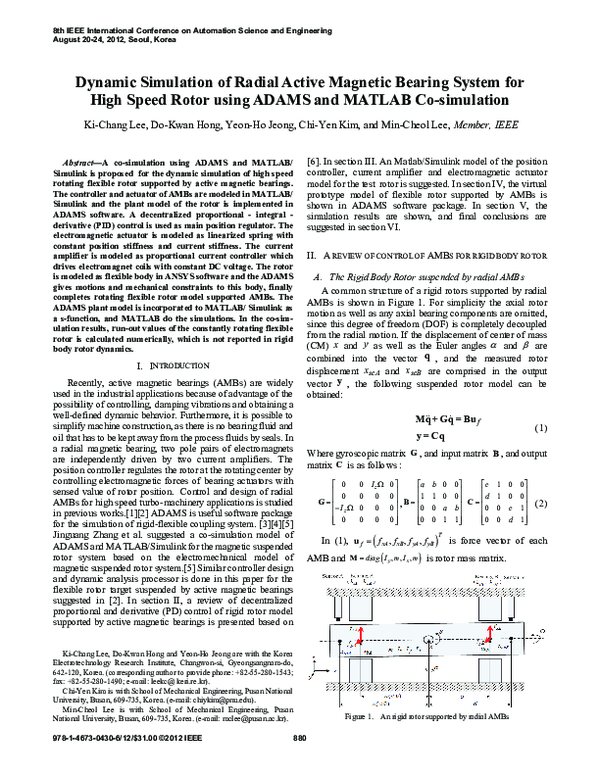 (PDF) Dynamic simulation of radial active magnetic bearing system for high speed rotor using ...