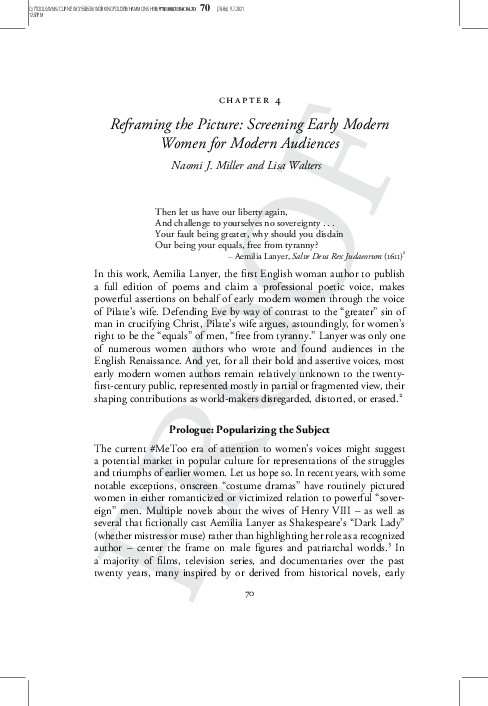 (PDF) Reframing the Picture: Screening Early Modern Women for Modern ...
