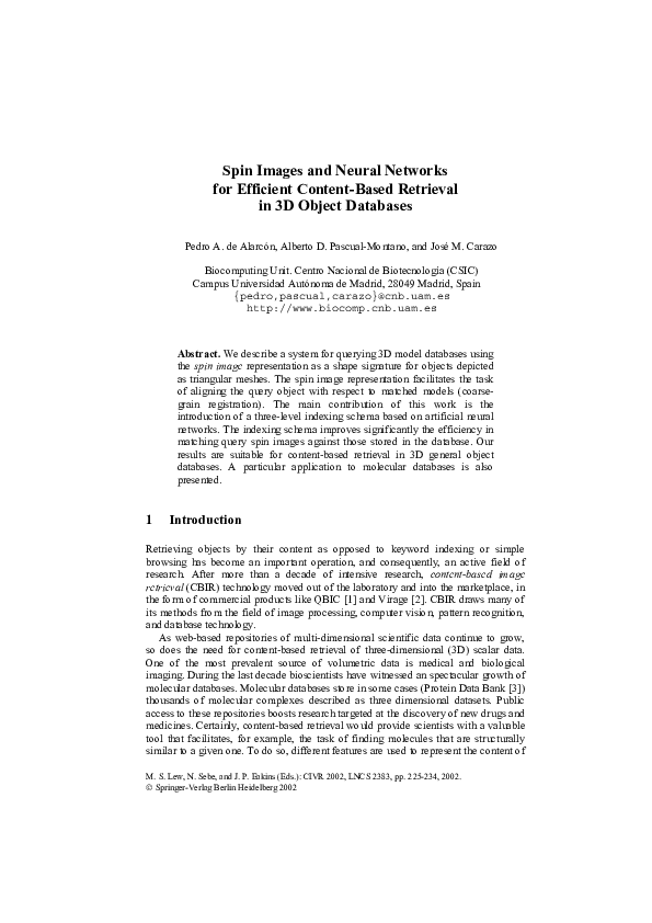 (PDF) Spin Images and Neural Networks for Efficient Content-Based Retrieval in 3D Object Databases