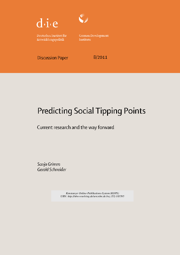 (PDF) Predicting social tipping points: current research and the way forward