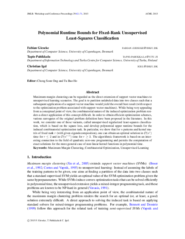 (PDF) Polynomial runtime bounds for fixed-rank unsupervised least ...