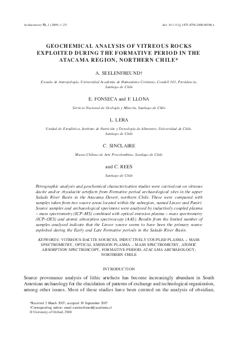 (PDF) Geochemical Analysis of Vitreous Rocks Exploited During the ...
