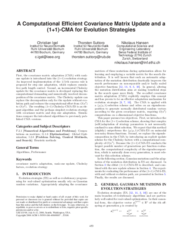 Pdf A Computational Efficient Covariance Matrix Update And A 11