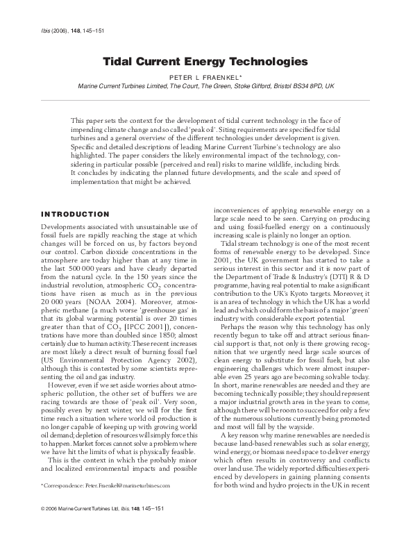 (PDF) Tidal Current Energy Technologies