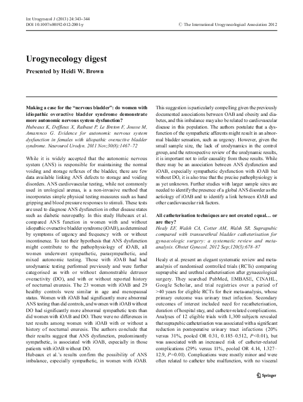 (PDF) Urogynecology digest