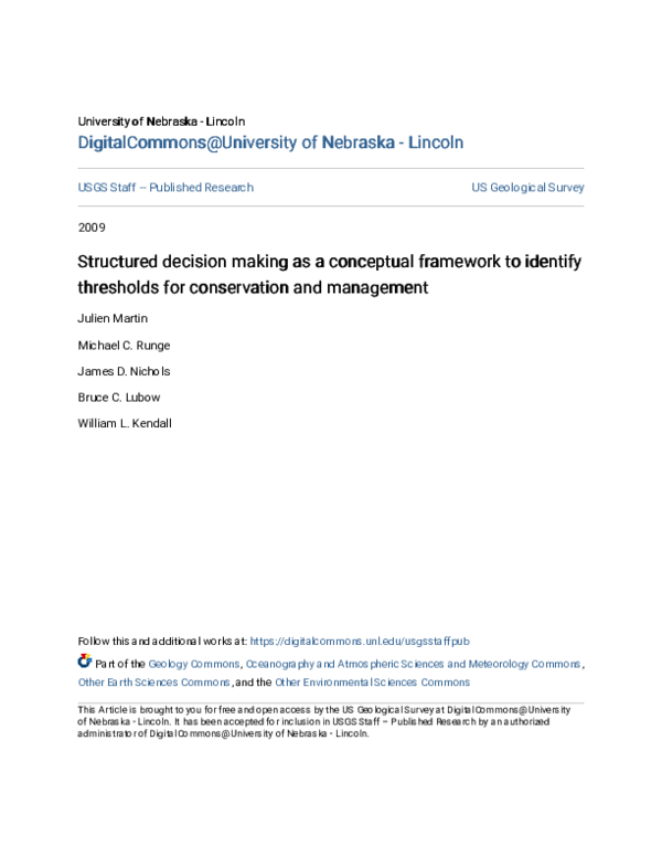 (PDF) Structured decision making as a conceptual framework to identify ...