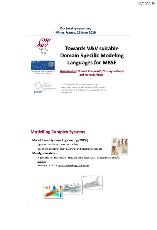 (PDF) Towards V&V suitable Domain Specific Modeling Languages for MBSE: A tooled approach
