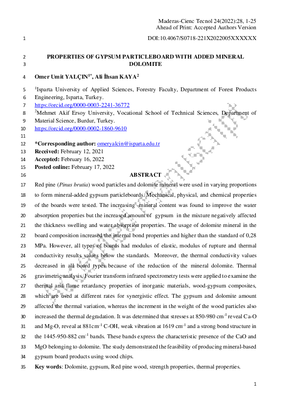 (PDF) PROPERTIES OF GYPSUM PARTICLEBOARD WITH ADDED MINERAL DOLOMITE