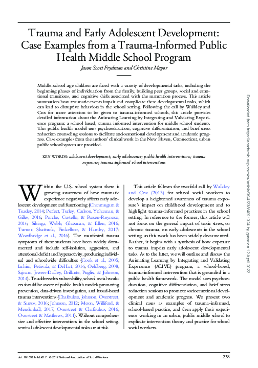 (PDF) Trauma and Early Adolescent Development: Case Examples from a ...