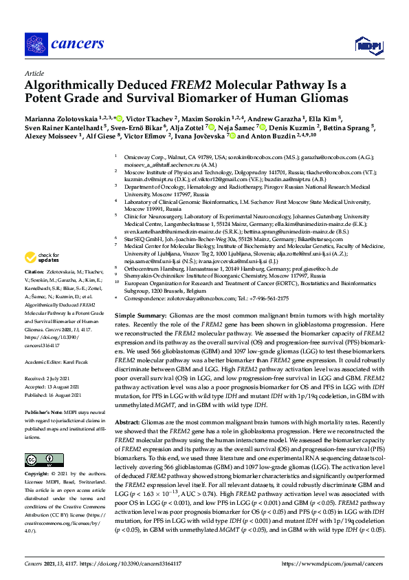 (PDF) Algorithmically Deduced FREM2 Molecular Pathway Is a Potent Grade ...