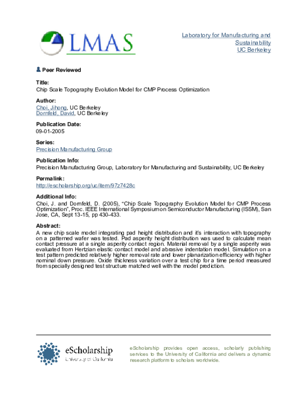 (PDF) Chip scale topography evolution model for CMP process optimization