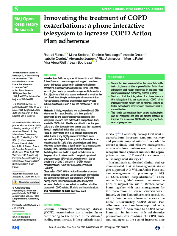 (PDF) Innovating the treatment of COPD exacerbations: a phone ...