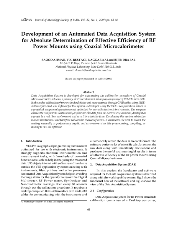 Development of an automated data acquisition system for low speed air ...