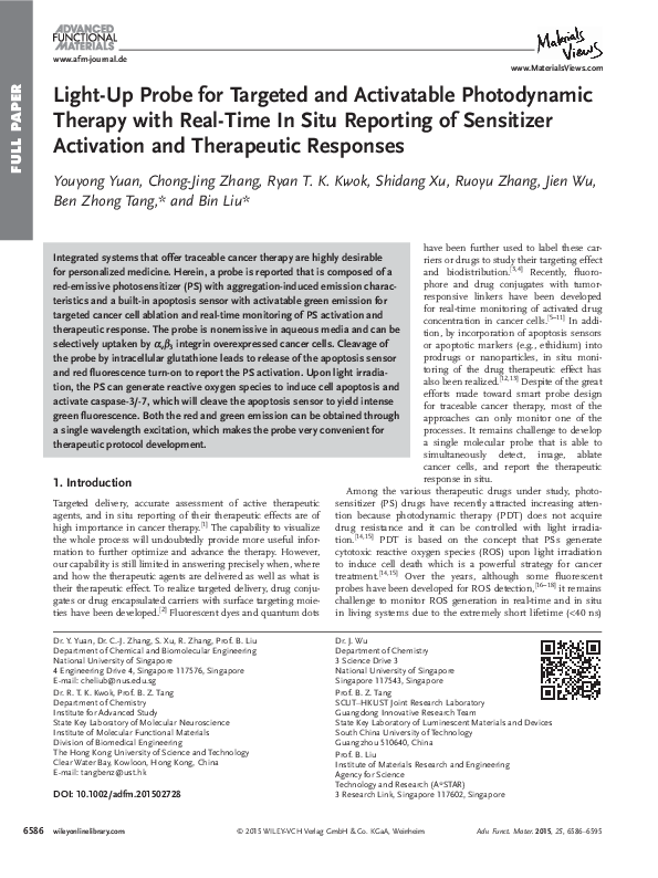 (PDF) Photodynamic Therapy: Light-Up Probe for Targeted and Activatable ...