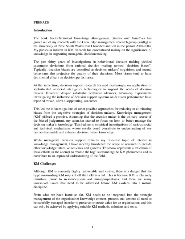 (PDF) Socio-Technical Knowledge Management