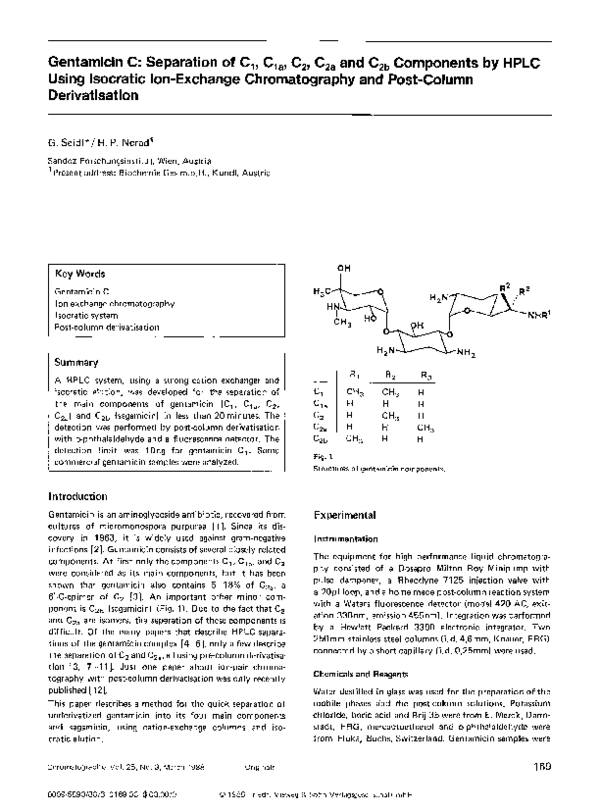 (PDF) Gentamicin C: Separation of C1, C1a, C2, C2a and C2b components ...
