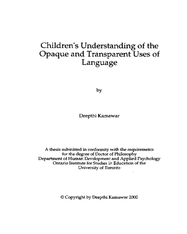(PDF) Children's understanding of the opaque and transparent uses of ...