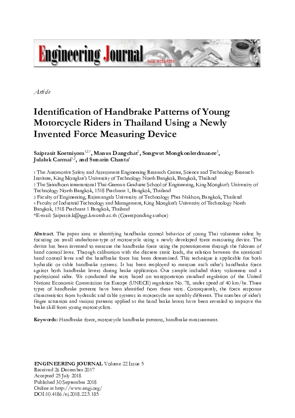 (PDF) Identification of Handbrake Patterns of Young Motorcycle Riders ...