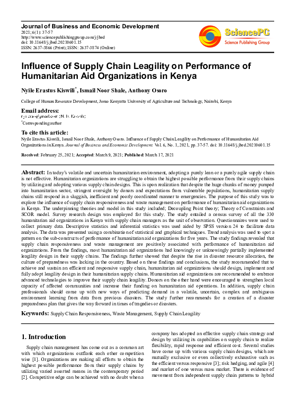 (PDF) Influence of Supply Chain Leagility on Performance of ...