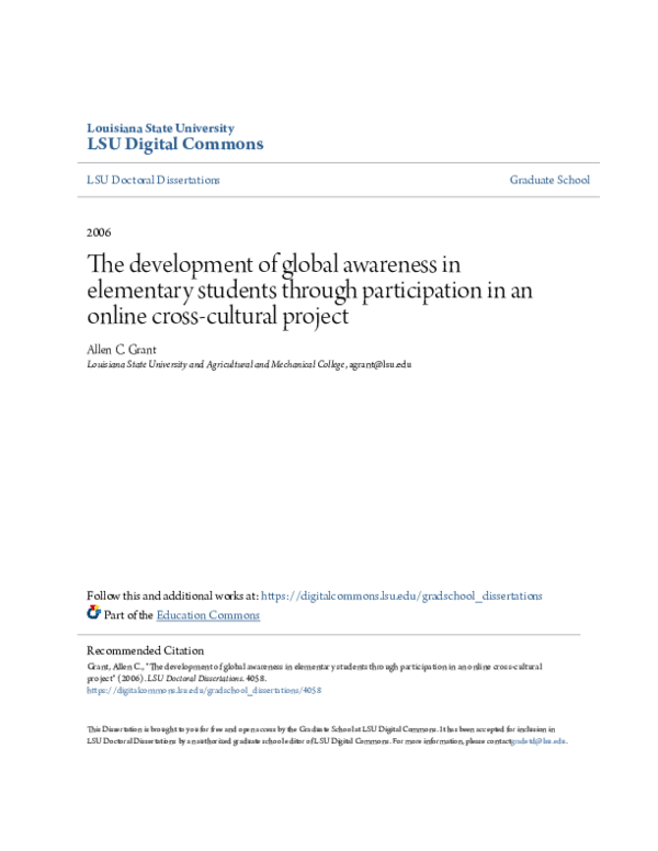 (PDF) The development of global awareness in elementary students ...